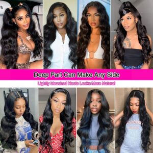 GABRIELLE 26 Inch Body Wave Frontal Wigs Human Hair HD Lace Front Wigs Human Hair 13x4 Body Wave Lace Frontal Wig 180% Density Pre Plucked Lace Wigs for Women Brazilian Human Hair Black Glueless Wigs