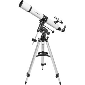 orion observer 90mm equatorial refractor telescope for adults & families - easy to use, portable beginner telescope for the moon, planets & stars