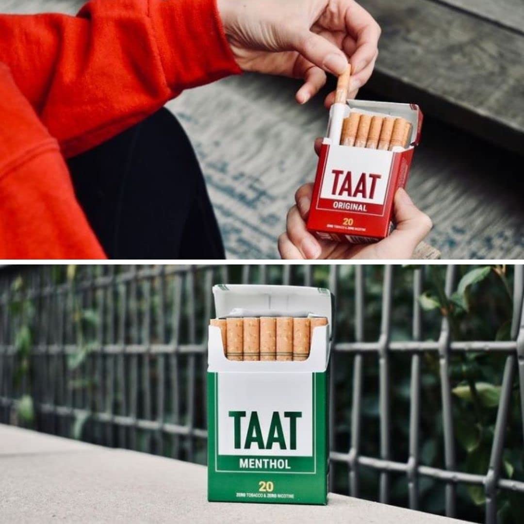 TAAT Herbal Cigarettes - Natural, Nicotine-Free, Tobacco-Free - Natural Herbal Smoking Blend Alternative with 50mg Extract for Adults - Full Flavors, Delicate Taste - 20-Stick Flip Top Pack (Menthol)