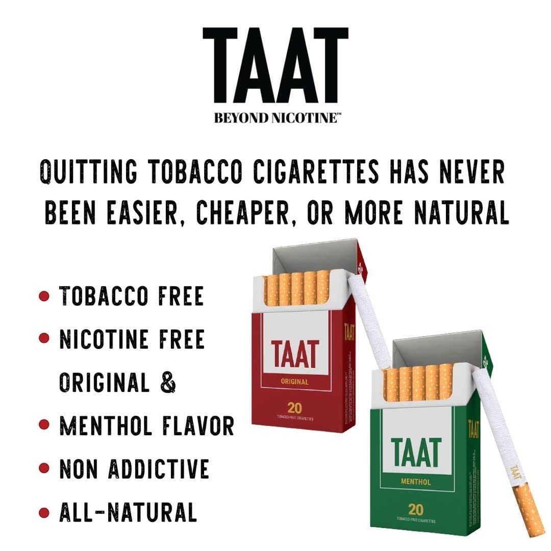 TAAT Herbal Cigarettes - Natural, Nicotine-Free, Tobacco-Free - Natural Herbal Smoking Blend Alternative with 50mg Extract for Adults - Full Flavors, Delicate Taste - 20-Stick Flip Top Pack (Menthol)