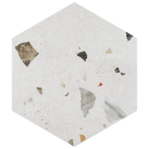 Merola Tile Sonar Hex White 8-5/8" x 9-7/8" Porcelain Floor and Wall Tile