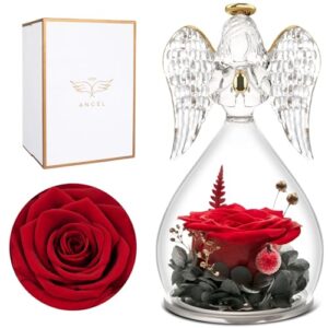 miofula preserved flower rose birthday gifts for mom, angel figurines with forever real rose gifts for her mom grandma, angels gifts for mothers day christmas anniversary thanksgiving birthday gifts