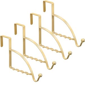 hotop 4 pieces over door hooks hanger multi hanging storage organizers valet hooks for coats clothes hoodies hats scarves purses keys bath towels robes & more (champaign gold)