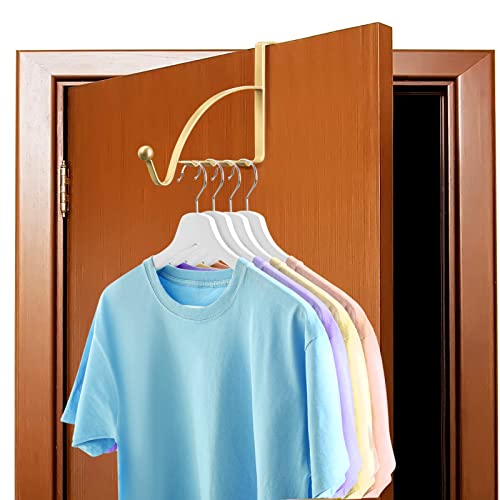 Hotop 4 Pieces Over Door Hooks Hanger Multi Hanging Storage Organizers Valet Hooks for Coats Clothes Hoodies Hats Scarves Purses Keys Bath Towels Robes & More (Champaign Gold)