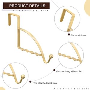 Hotop 4 Pieces Over Door Hooks Hanger Multi Hanging Storage Organizers Valet Hooks for Coats Clothes Hoodies Hats Scarves Purses Keys Bath Towels Robes & More (Champaign Gold)