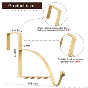 Hotop 4 Pieces Over Door Hooks Hanger Multi Hanging Storage Organizers Valet Hooks for Coats Clothes Hoodies Hats Scarves Purses Keys Bath Towels Robes & More (Champaign Gold)