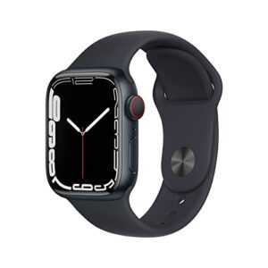 Apple Watch Series 7 (GPS + Cellular, 41mm) Midnight Aluminum Case with Midnight Sport Band, Regular (Renewed)