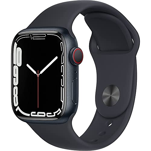 Apple Watch Series 7 (GPS + Cellular, 41mm) Midnight Aluminum Case with Midnight Sport Band, Regular (Renewed)