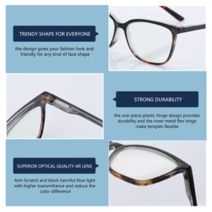 BLUEMOKY Blue Light Reading Glasses for Women 3 Pack Fashion Cat Eye Computer Glasses Bluelight Blocking Reader 0.00