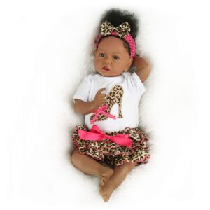 ZIQUE Black Reborn Baby Doll Saskia, 20 Inch Realistic African American Reborn Baby Doll That Look Real,Best Gift for Kids 3+