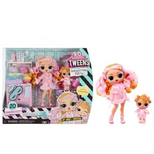 l.o.l. surprise tweens babysitting sleepover party (2 dolls) with 20 surprises- 1 fashion doll & 1 collectible doll, holiday toy playset, great gift for kids ages 4