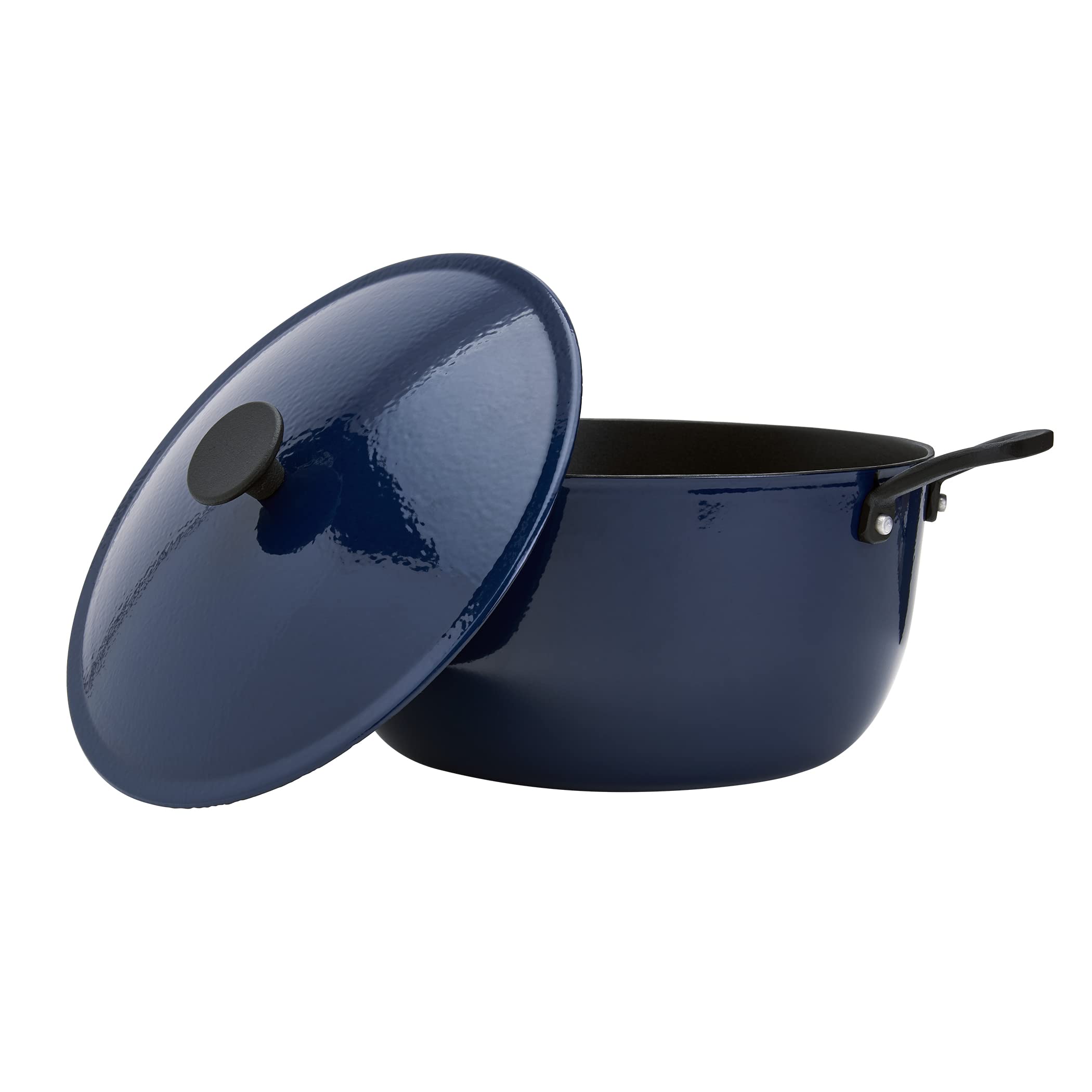 Mason Craft & More Cast Iron Lite-Enameled Pre Seasoned Non-Stick Induction Oven Safe Ultra Durable, 8 Quart Enameled Cast Iron Lite Dutch Oven (Cobalt Blue)