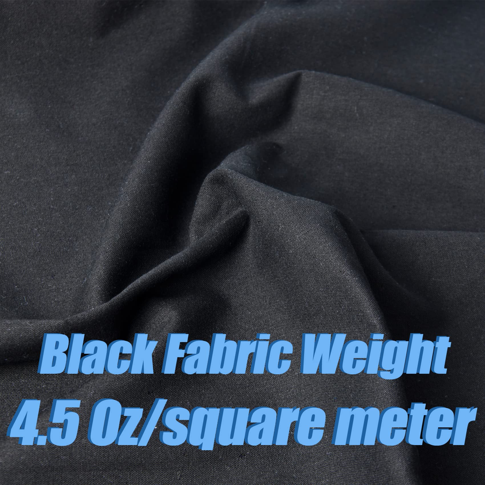 5 Yard Black Cotton Fabric,Natural Cotton Poplin Fabric by The Yard,Black Fabric,59 Inches Wide 100% Cotton Fabric,Soft Embroidery Muslin Quilting Fabric Material for Sewing Material Apparel Cloth