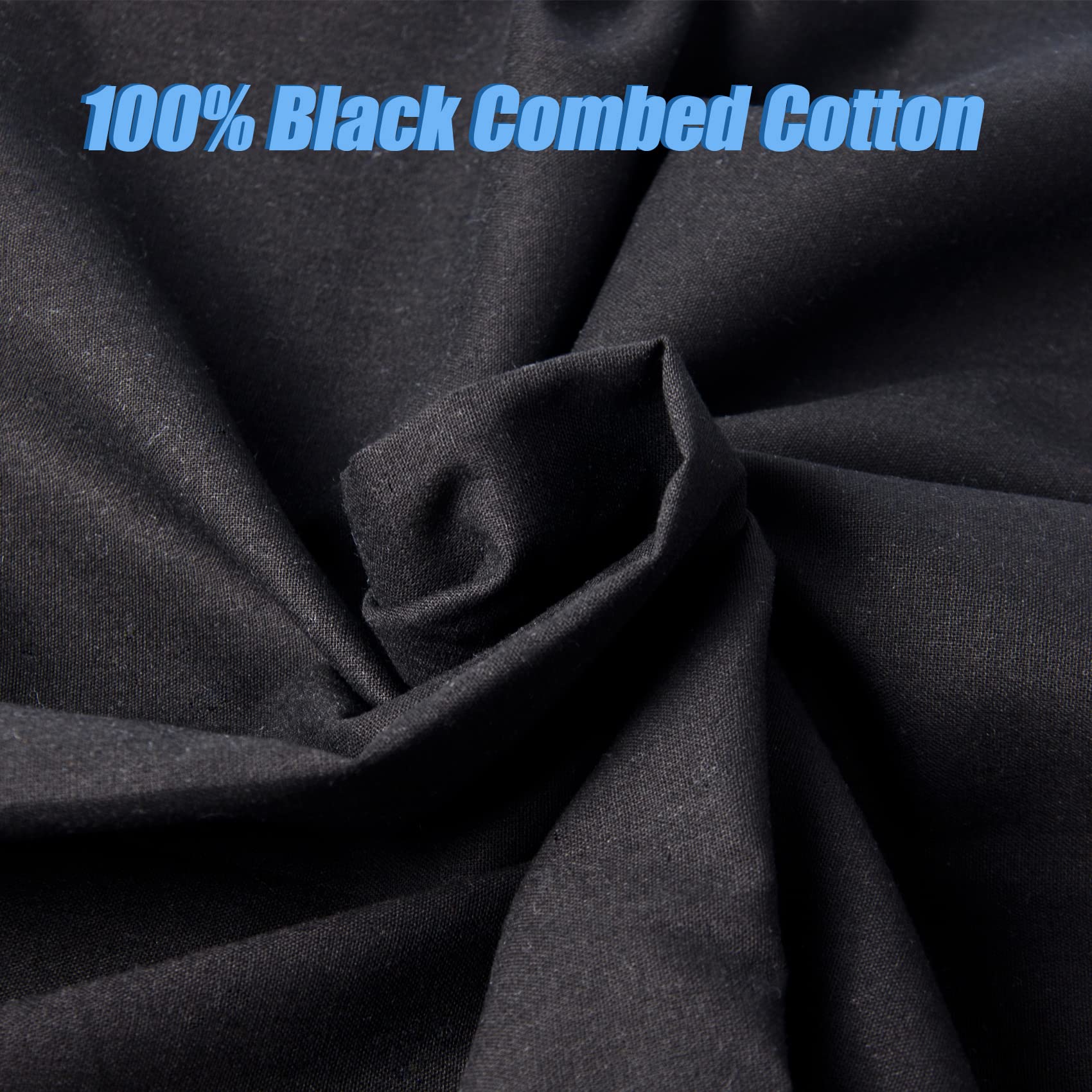 5 Yard Black Cotton Fabric,Natural Cotton Poplin Fabric by The Yard,Black Fabric,59 Inches Wide 100% Cotton Fabric,Soft Embroidery Muslin Quilting Fabric Material for Sewing Material Apparel Cloth