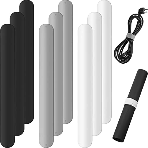 Cunhill Wrapping Paper Holder Silicone Paper Slap Bands Wrapping Paper Clamps Wrapping Paper Roll Clips for Home Storage Organization, White Black Grey(9 Pieces)