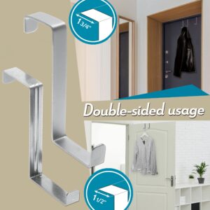 4smile Over The Door Hooks, 3 + 2 Pack - Stainless Steel Door Hanger with Foam + Adhesive Pads - Z-Shaped Metal Door Hooks for Hanging on Different Door Widths, Rust Free