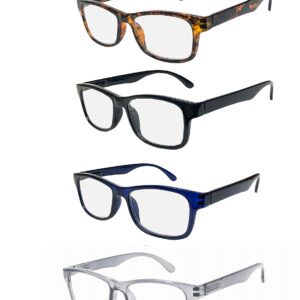 4 Pack of Blue Light Blocking Reading Glasses - Scratch Resistant Readers for Men, Women (Timeless Classics, 1.50)