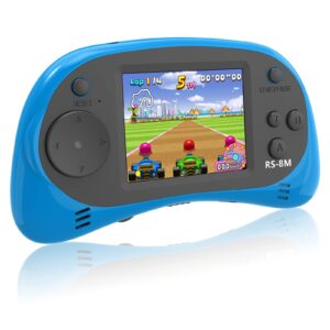 e-mods gaming kids handheld games 16 bit retro video games console with 220 hd electronic games - 2.5'' lcd portable travel games entertainment gifts for boys girls ages 4-12 (sky blue)