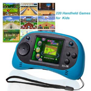 E-MODS GAMING Kids Handheld Games 16 Bit Retro Video Games Console with 220 HD Electronic Games - 2.5'' LCD Portable Travel Games Entertainment Gifts for Boys Girls Ages 4-12 (Sky Blue)