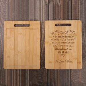 KITCHENVOY Mom Cutting Board Special Love Heart Poem Laser Engraved Bamboo Board as Gift for Mom on Mother's Day, Holiday - Birthday Presents for Mother-in-law - Gifts for Mom from Daughter, Son