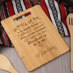 KITCHENVOY Mom Cutting Board Special Love Heart Poem Laser Engraved Bamboo Board as Gift for Mom on Mother's Day, Holiday - Birthday Presents for Mother-in-law - Gifts for Mom from Daughter, Son