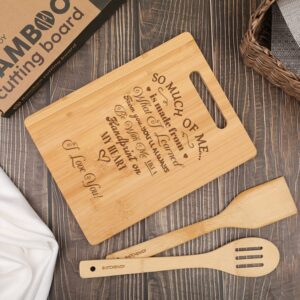 KITCHENVOY Mom Cutting Board Special Love Heart Poem Laser Engraved Bamboo Board as Gift for Mom on Mother's Day, Holiday - Birthday Presents for Mother-in-law - Gifts for Mom from Daughter, Son