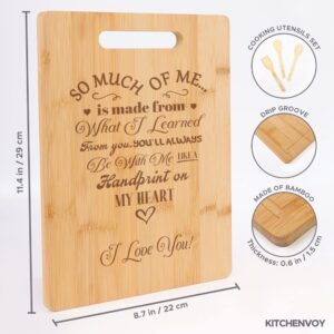 KITCHENVOY Mom Cutting Board Special Love Heart Poem Laser Engraved Bamboo Board as Gift for Mom on Mother's Day, Holiday - Birthday Presents for Mother-in-law - Gifts for Mom from Daughter, Son