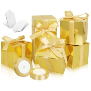 doyide 50 pack small gift boxes, 3x3x3 favor boxes gold paper gift boxes with lids for presents, crafting, cupcake boxes, gifts, candy boxes for wedding party bridal shower baby shower favors