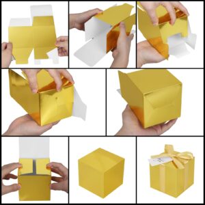 DOYIDE 50 Pack Small Gift Boxes, 3x3x3 Favor Boxes Gold Paper Gift Boxes with Lids for Presents, Crafting, Cupcake Boxes, Gifts, Candy Boxes for Wedding Party Bridal Shower Baby Shower Favors