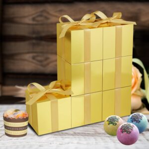 DOYIDE 50 Pack Small Gift Boxes, 3x3x3 Favor Boxes Gold Paper Gift Boxes with Lids for Presents, Crafting, Cupcake Boxes, Gifts, Candy Boxes for Wedding Party Bridal Shower Baby Shower Favors