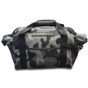 rhino usa heavy duty recovery gear storage bag - ultimate recovery kit equipment bag for off-road gear and 4x4 accessories - fits tow straps, shackles, snatch block, and utv accessories (camouflage)