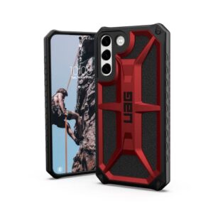 urban armor gear uag designed for samsung galaxy s22 plus case red crimson rugged lightweight slim shockproof premium monarch protective cover, [6.6 inch screen]