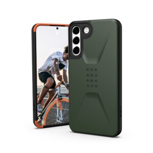 urban armor gear uag designed for samsung galaxy s22 plus case green olive sleek ultra-thin shock-absorbent civilian protective cover, [6.6 inch screen]