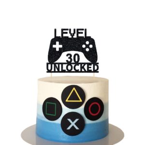 level 30 unlocked cake topper, video game cake topper, game controller cake topper for 30th birthday party decoration