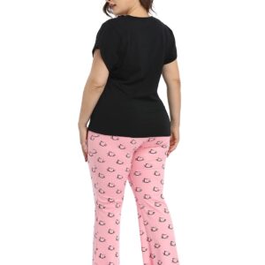 HDE Plus Size Pajamas for Women Pajama Set Two Piece Loungewear PJ Sets Love Cat Naps - 3X