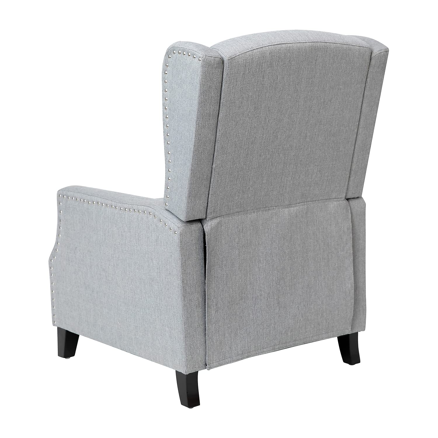 Flash Furniture Prescott Polyester Fabric Upholstered Slim Wingback Recliner, Modern Pushback Recliner Chair with Pocket Spring Seat, Gray