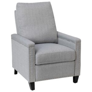 flash furniture carson transitional style push back recliner chair - light gray fabric upholstery - accent nail trim - pillow back recliner