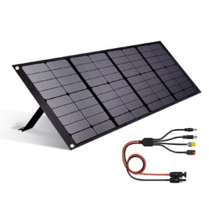 hqst 100w portable solar panel for power station and usb devices, foldable solar panel charger waterproof ip65 outdoor camping rv travel,compatible with jackery/goal zero/bluetti/anker solar generator