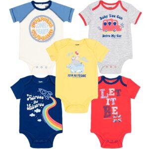 lyrics by lennon and mccartney newborn baby boys 5 pack bodysuits yellow/red/blue newborn