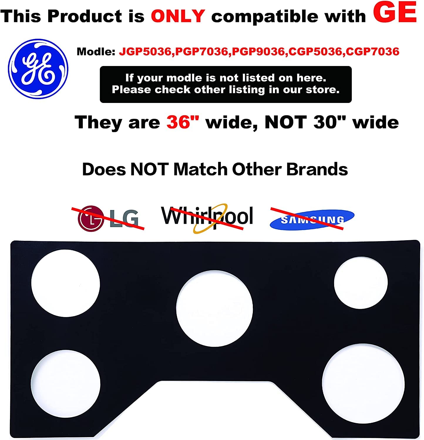 FanXm GE 36 inch Gas Range Protectors - Non Stick Stove Protector for Gas Range - JGP5036,PGP7036,PGP9036,CGP5036,CGP7036