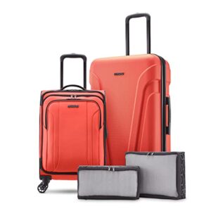 american tourister troupe hardside and softside, chili pepper red, 4pc set