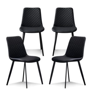 seonyou dining chairs set of 4 black, modern kitchen chairs for dining room, upholstered faux leather dining chairs