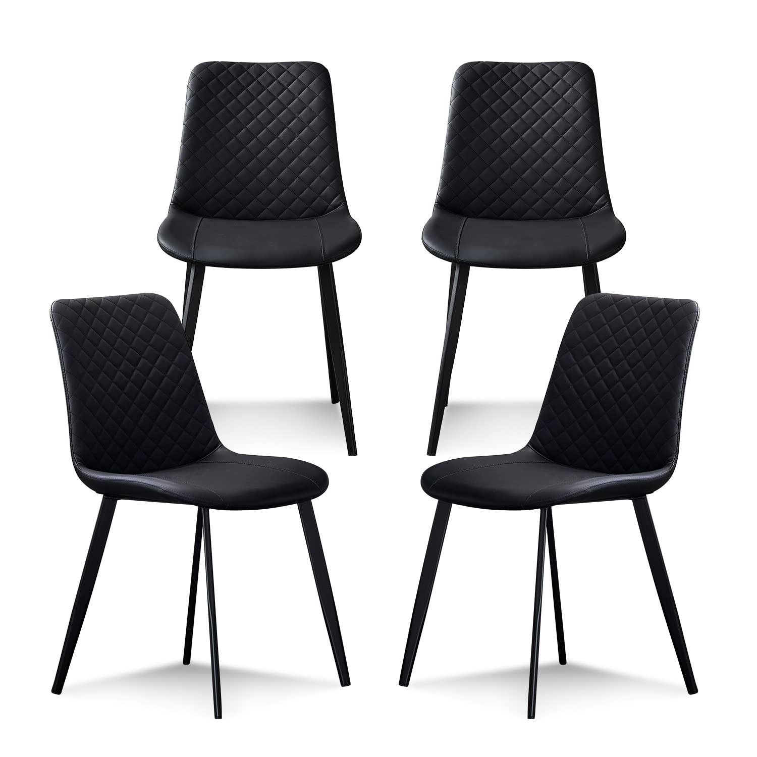 seonyou Dining Chairs Set of 4 Black, Modern Kitchen Chairs for Dining Room, Upholstered Faux Leather Dining Chairs