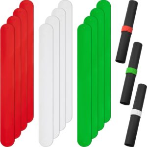 holiday red and green silicone-covered metal strips - wrapping paper holder and poster stabilizer slap bands, 24 pieces