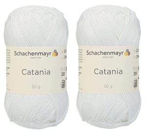 [ set of 2 skeins ] smc catania originals 100% mercerized cotton yarn, total 3.52 oz. each 1.76 oz (50g) / 136 yrds (125 m) amigurumi yarn fine-sport 2 (106 white)