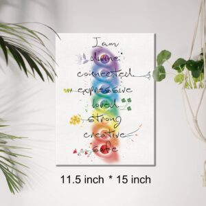 Inspirational 7 Chakra Meditation Quote Canvas Wall I am Divine Connected Expressive Canvas Print Positive Poster Painting Wall Decor Framed Gift 12x15 Inch