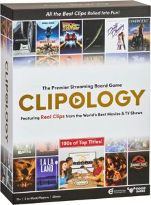 clipology game - the premier streaming board game featuring real clips from the world's best movies & tv shows | movie trivia game