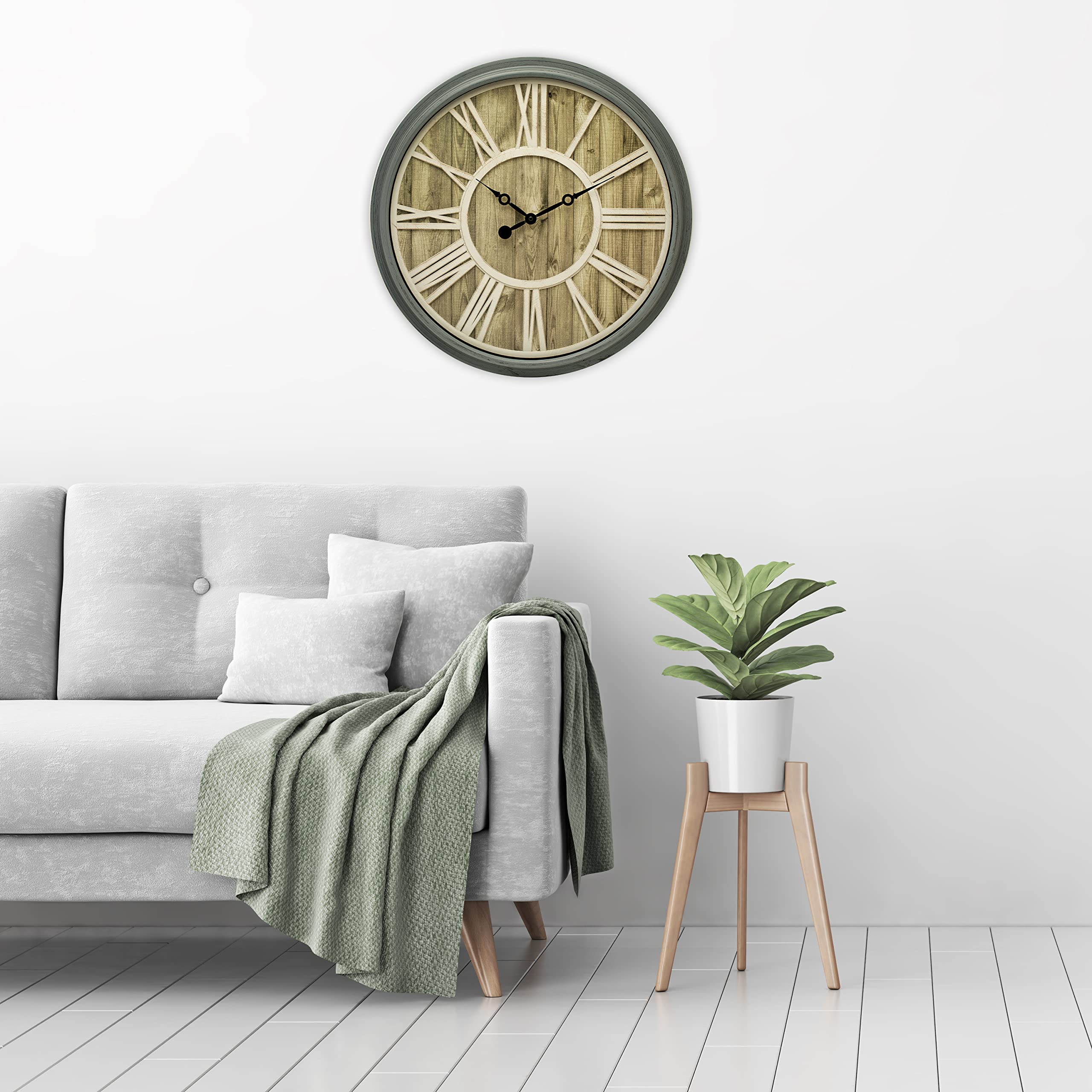 Pacific Bay Mannheim Large Wall Clock Decorative Lightweight Modern Wall Clock - Silent Non-Ticking 3-D Roman Numerals Easy-to-Read Battery Glass Face Cover - 20-inch Old World Clock – Latest Model