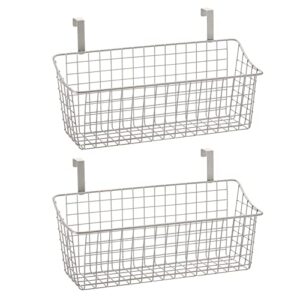 nicunom 2 pack larger grid storage baskets with hooks, 15.4 inch over cabinet door organizer, champagne wire basket hanging organizer steel wire sink organization for kitchen & bathroom