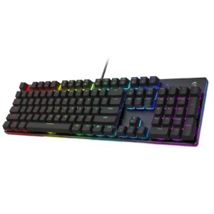 black shark rgb mechanical gaming keyboard led backlit wired keyboard with blue switches, fully programmable, anti-ghosting 104 keys for desktop pc, sixgill k2